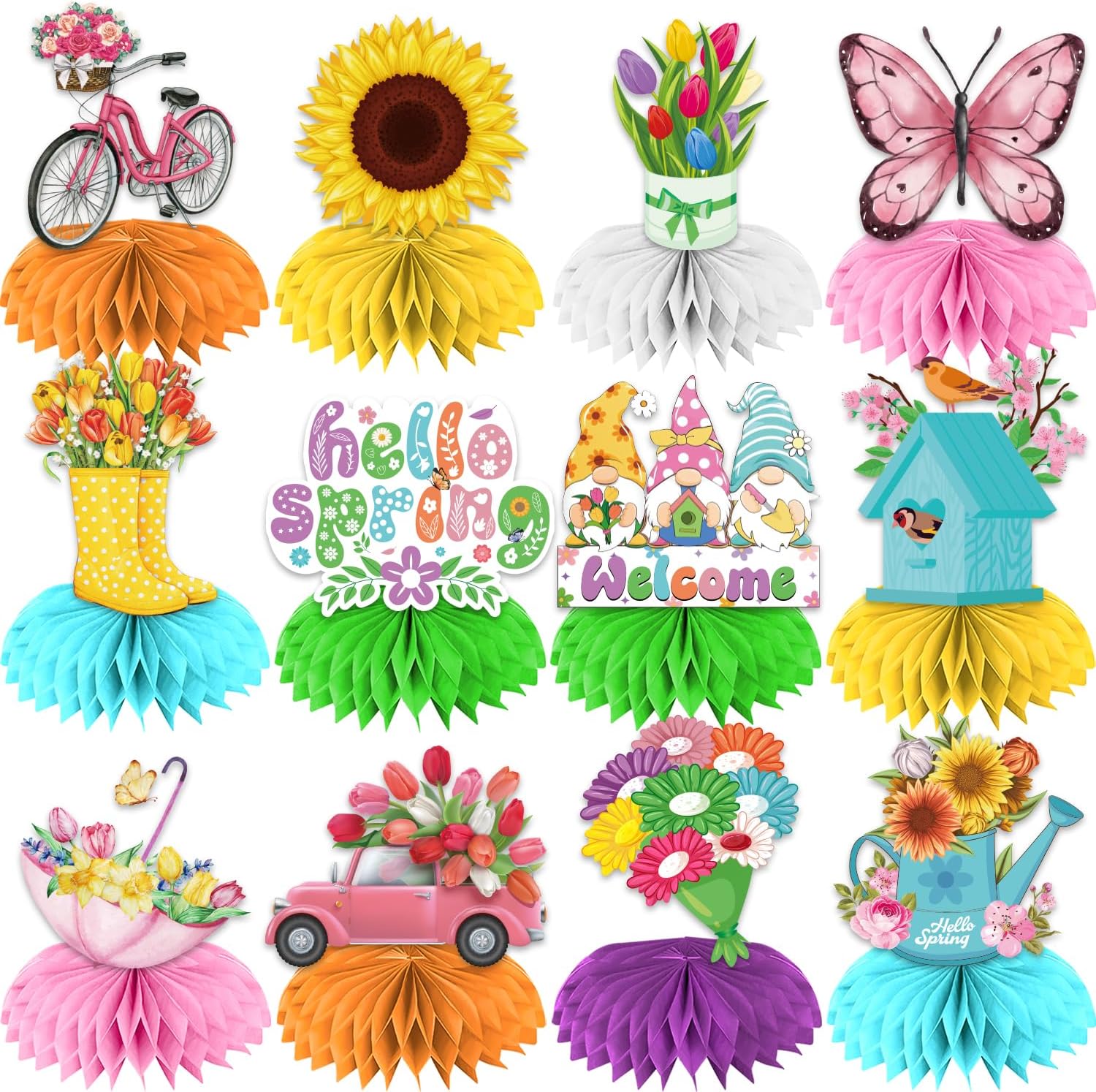Amazon.com: 12 Pcs Spring Decorations Honeycomb Centerpieces, Spring ...