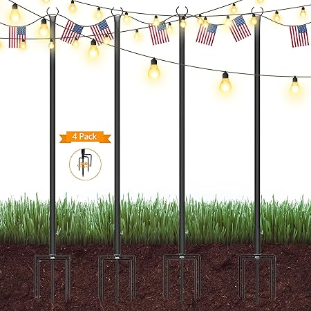 Tigerden 10ft String Light Pole for Soft Surfaces, Light Pole for ...