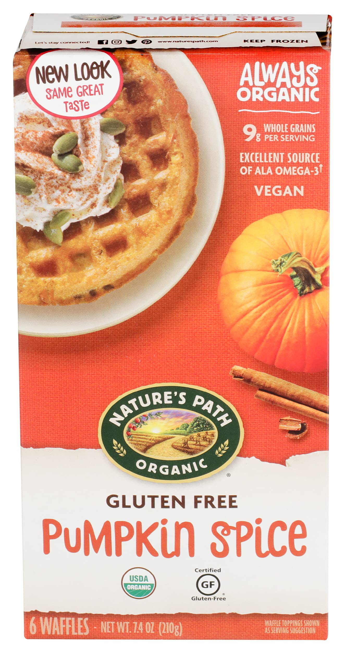 Buy Nature's Path Pumpkin Spice Waffles, Gluten Free, 7.4 oz (Frozen ...