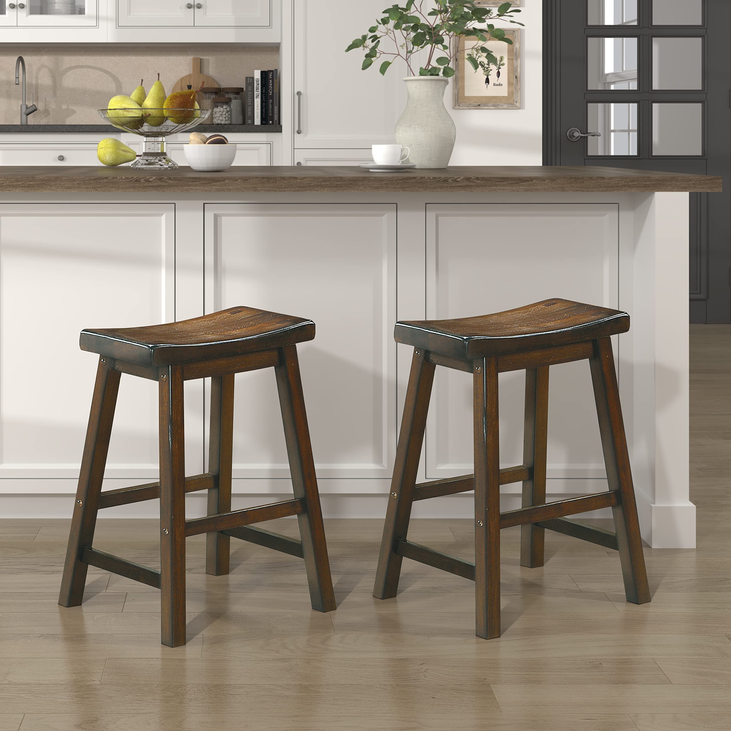 Amazon.com: Lexicon Finnian Saddle Solid Wood Counter Height Bar Stool ...