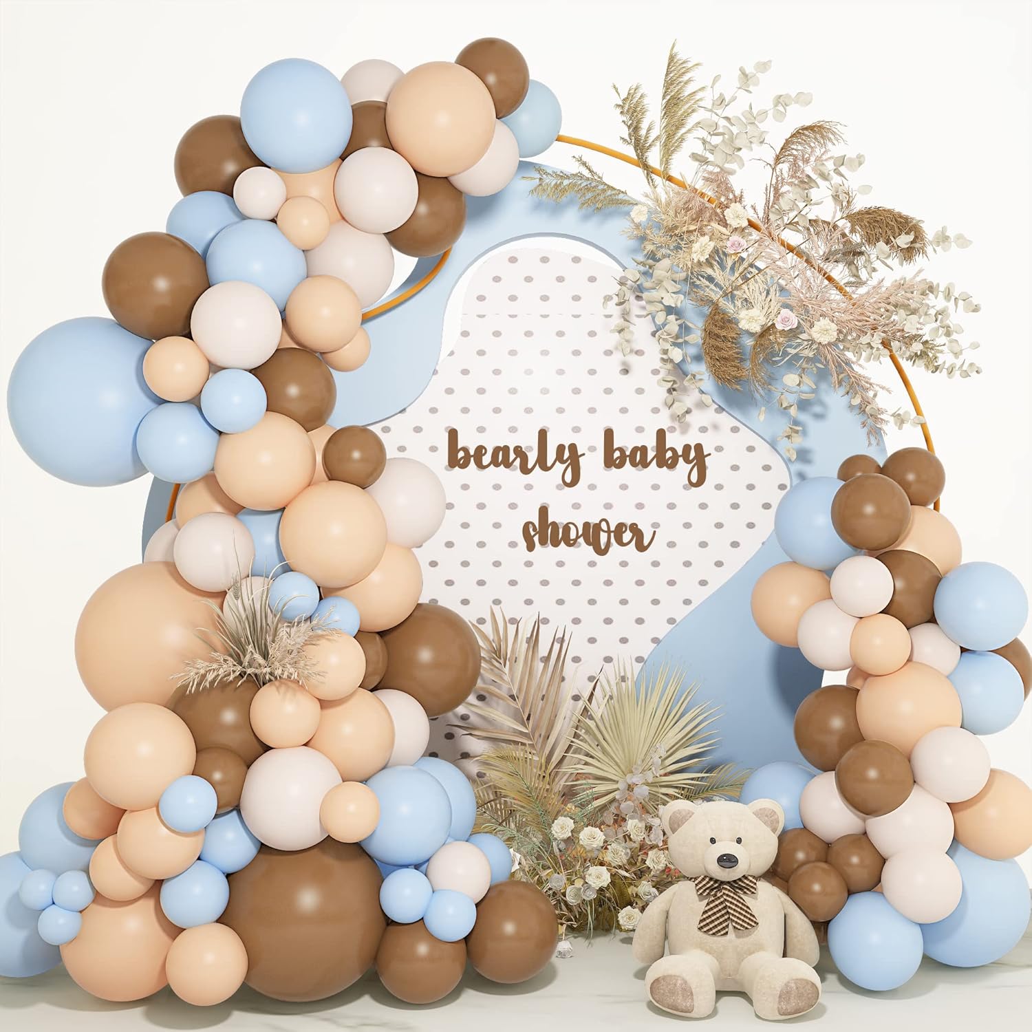 Amazon.com: Brown Blue Balloon Garland Arch Kit, 147Pcs Brown Nude Blue ...