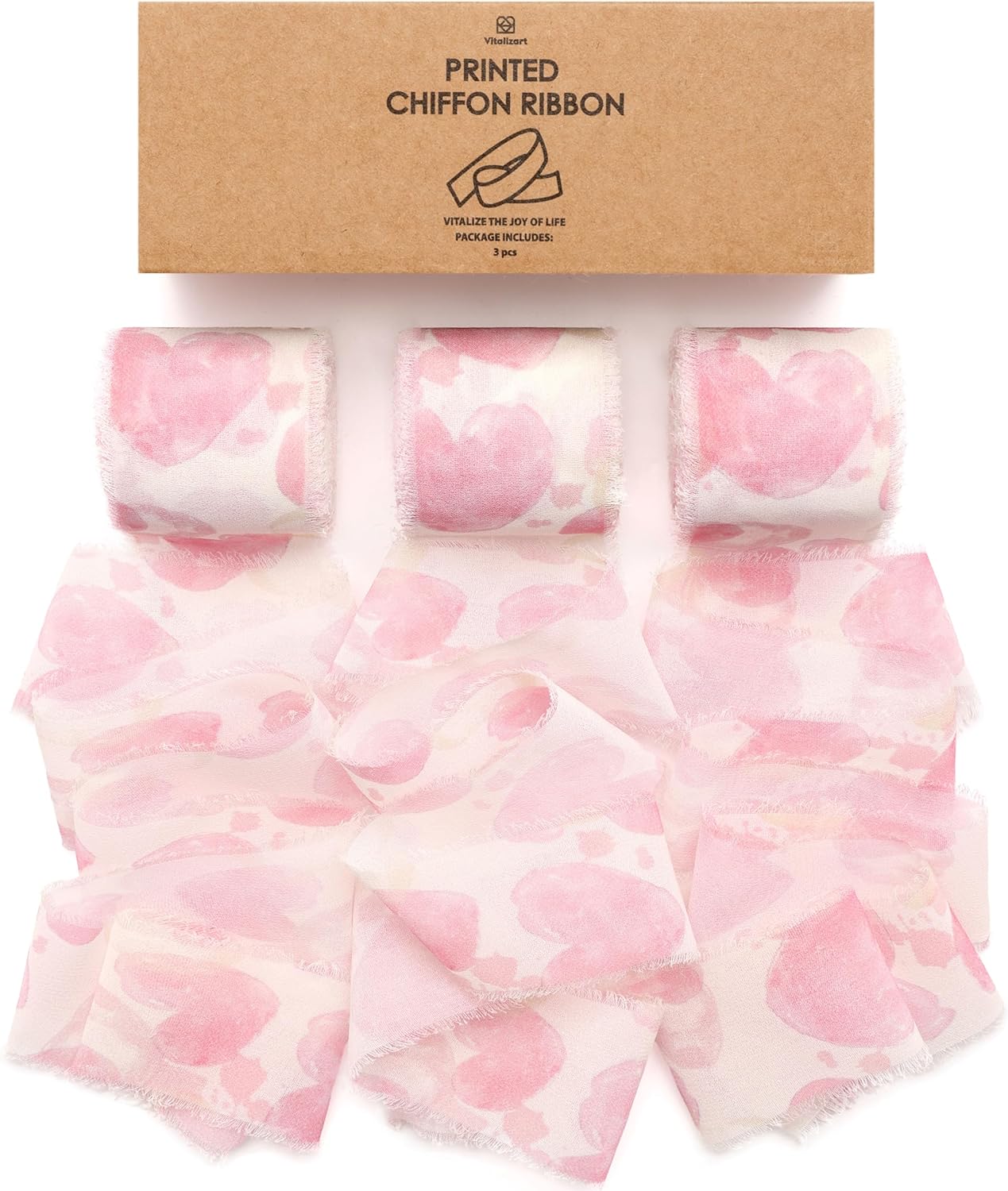 Amazon.com: Vitalizart Pink Chiffon Ribbon Silk Like 1 1/2 Inch Printed ...