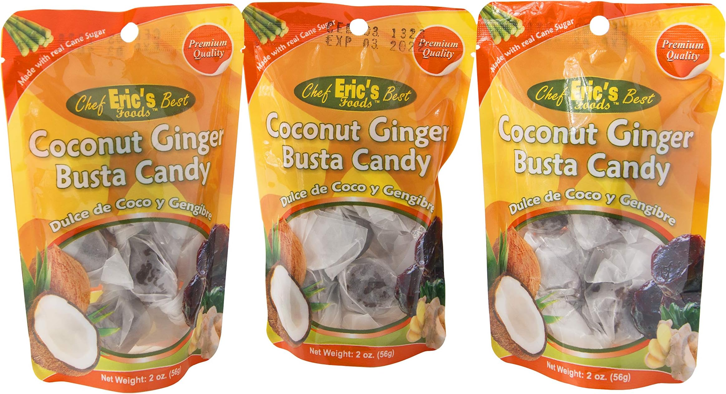 Amazon.com : Chef Eric's Coconut Ginger Busta Candy, Jamaican candy ...