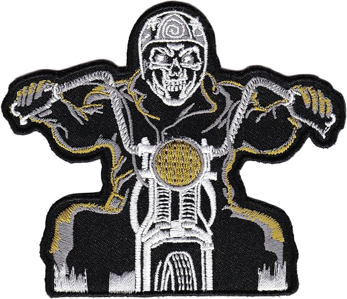 fvlmre Biker Chopper Ghostrider Totenkopf Motorrad Aufnäher Bügelbild Aufbügler Iron on Patches ...