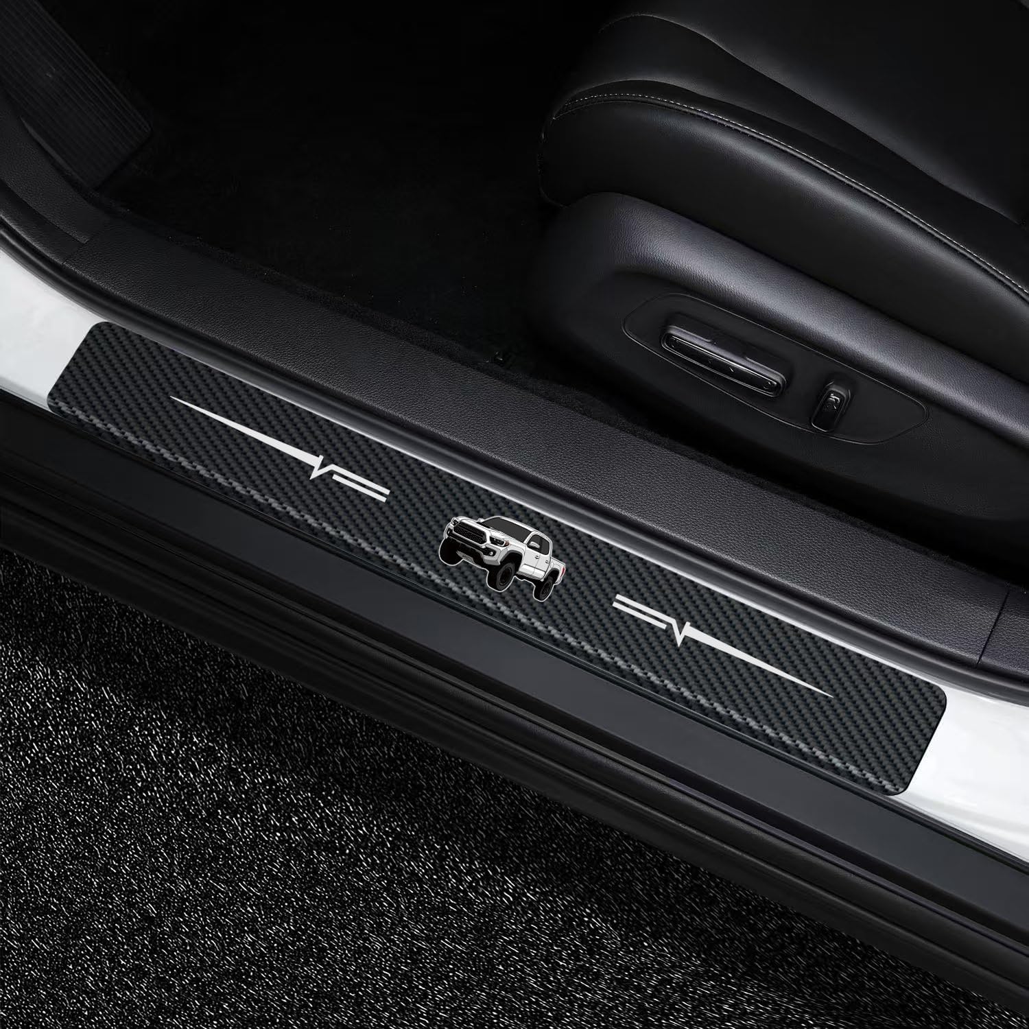 Amazon.com: GUIILAN 4Pcs Door Sill Protector Reflective 4D Carbon Fiber ...