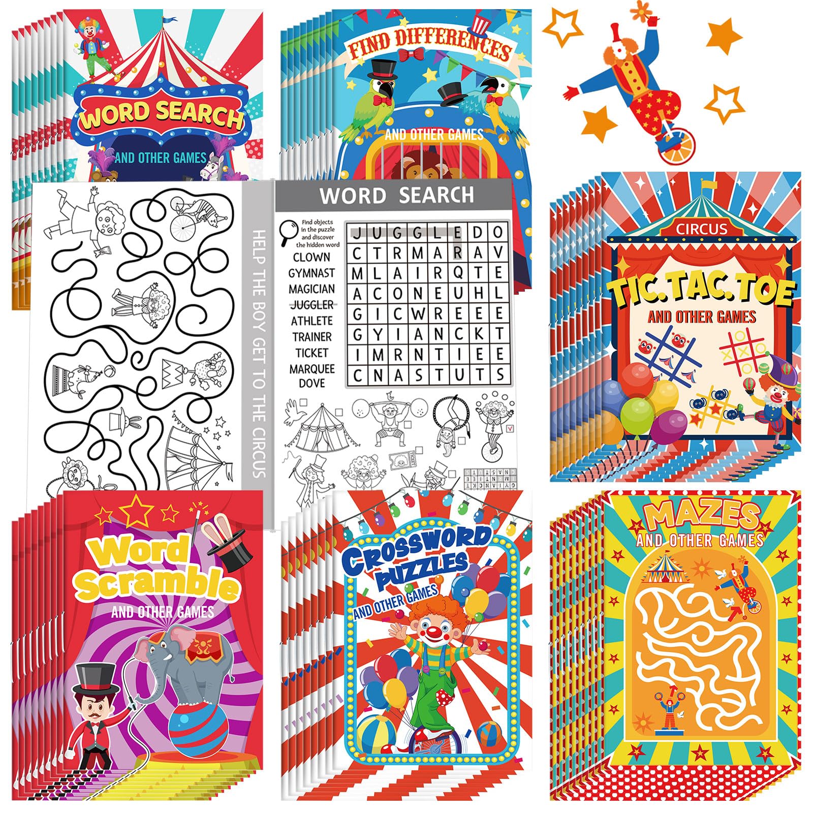 Amazon.com: Hungdao 48 Pcs Circus Carnival Mini Activity Books for Boys ...