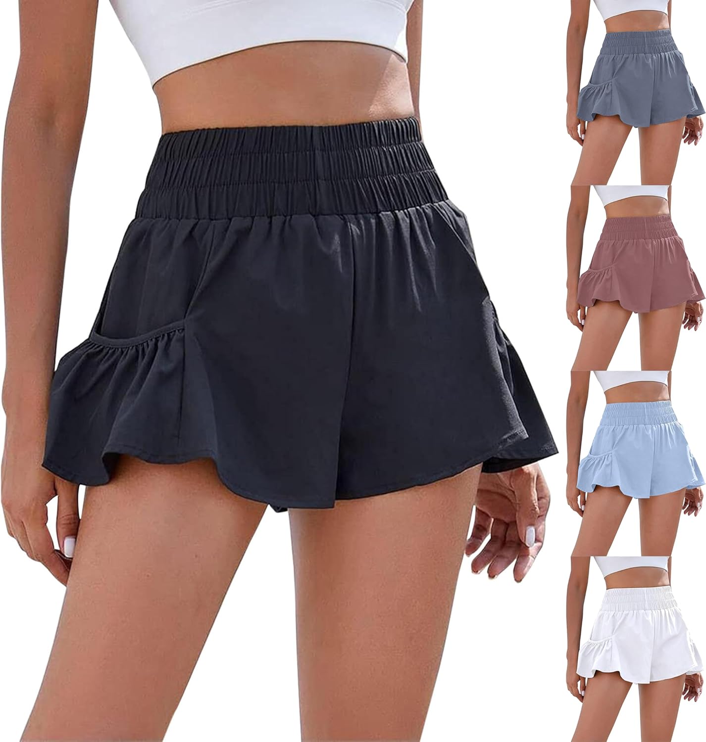 Amazon.com: fanmpghleoo Women's High Waisted Athletic Shorts Flowy ...