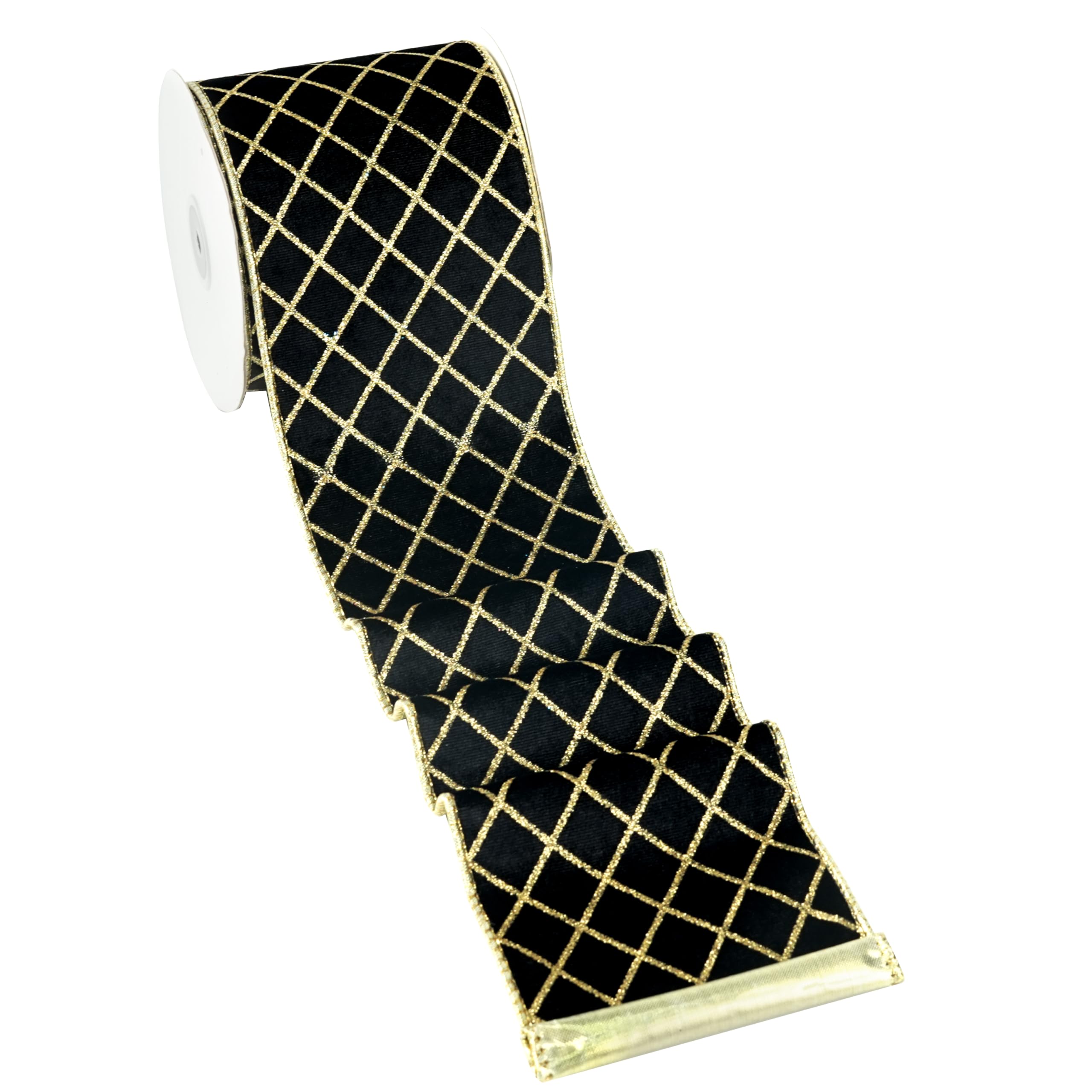 Amazon.com: MAYREEL Black and Gold Christmas Tree Ribbon 4 Inch ...