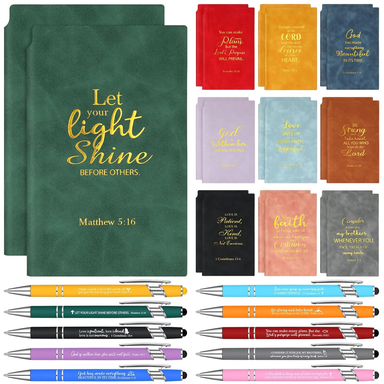 Qilery 40 Pcs Christian Gifts Include 20 Pcs Bible Verse Notebooks ...