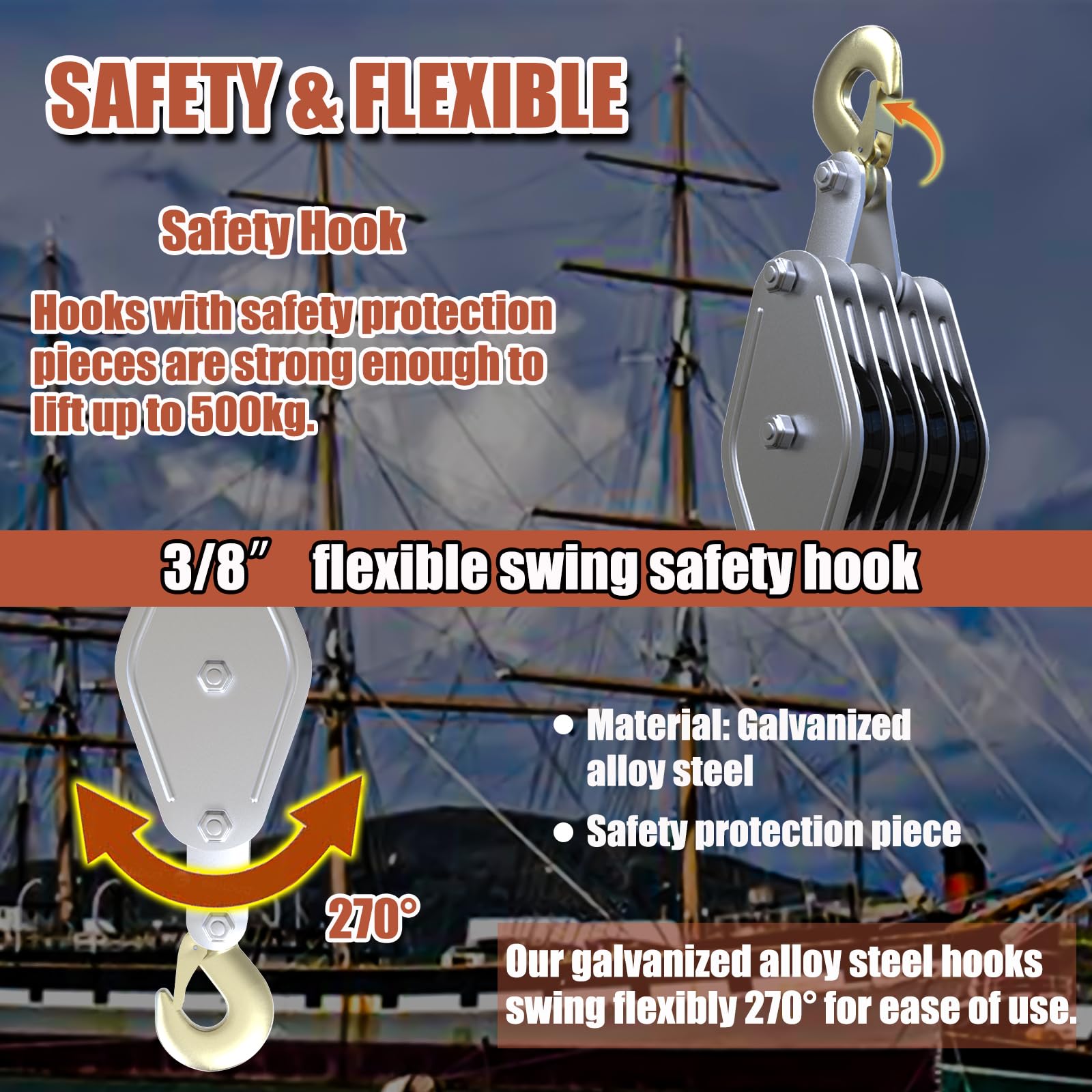 Snapklik.com : KITUYOTO Block And Tackle Pulley System 4400 LBS ...