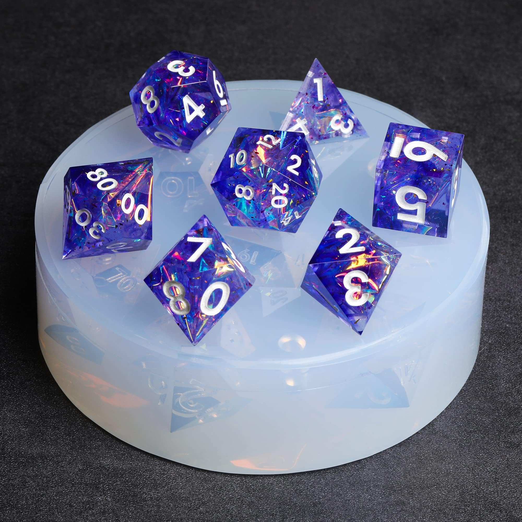 7pcs Dice Glitter Polyhedral Dice Set for Table Game, 7-Die Dice DND ...