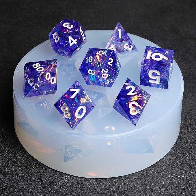 Amazon.com: DND Sharp Edge Dice Silicone Mold for 7Pcs Resin Dice Set ...