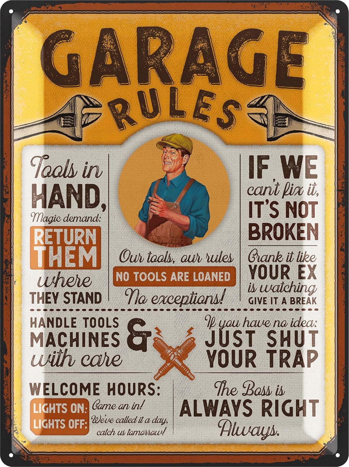 Amazon.com: LANOLU Garage Signs GARAGE RULES Vintage Sign for Garage ...