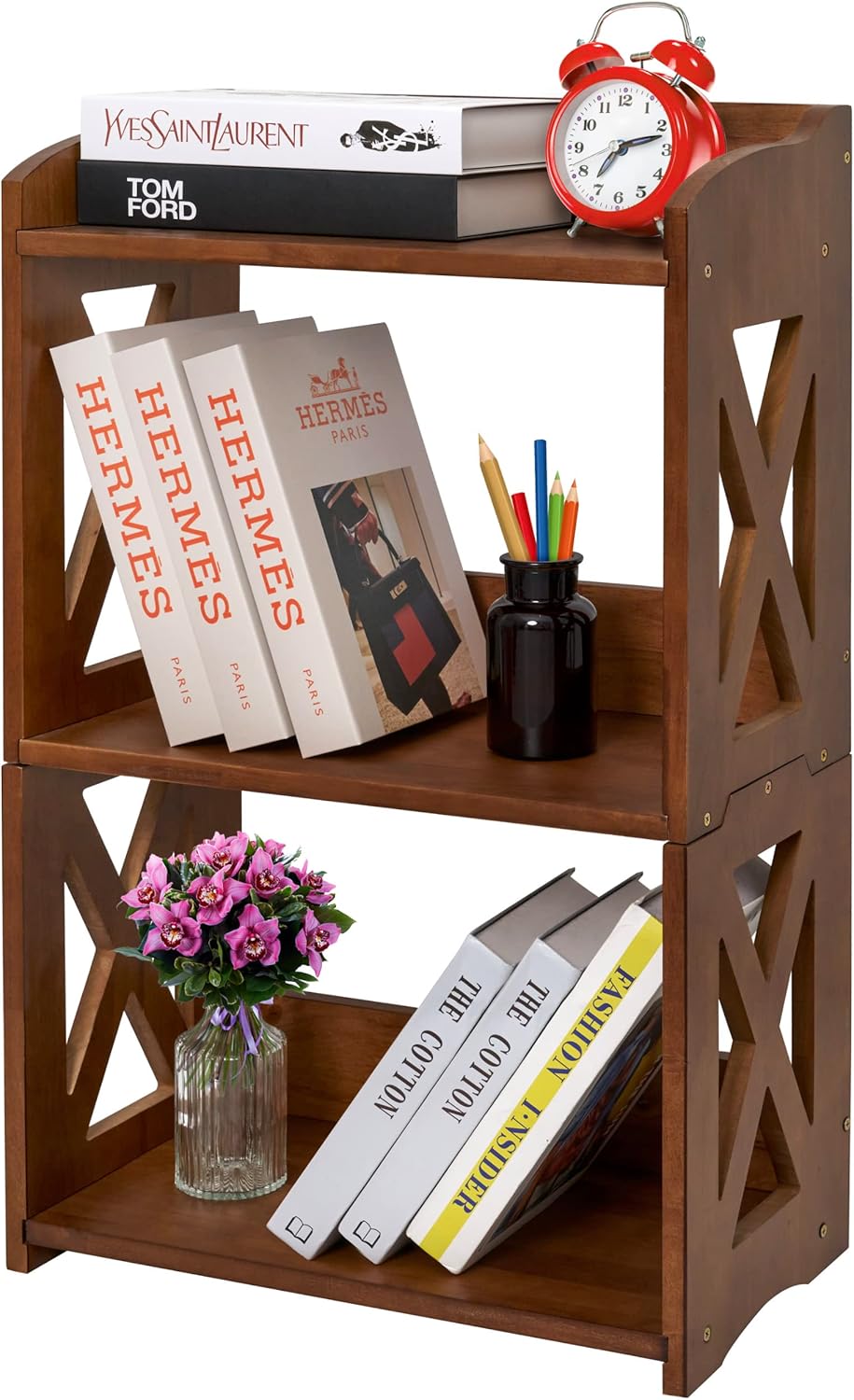 Amazon.com: NHZ Side Table 3 Tier Bookshelf, Natural Wood Bookcase with ...