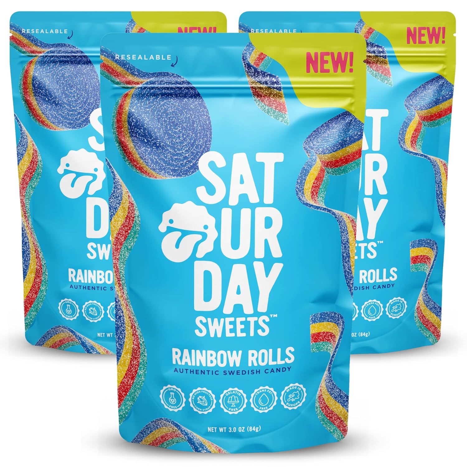 Amazon.com : Saturday Sweets Rainbow Rolls | Authentic Swedish Candy ...