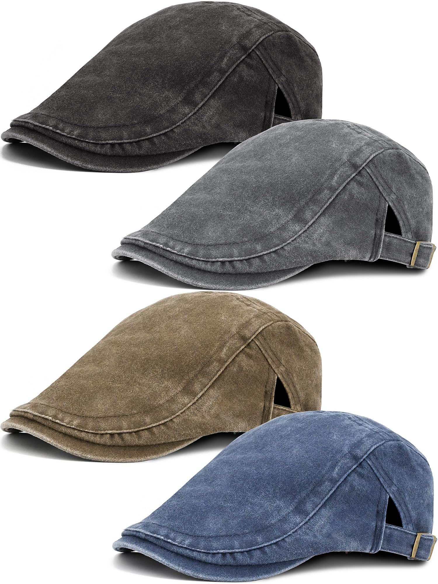 4 Pieces Newsboy Caps for Man Boston Scally Washing Cotton Flat Cap ...