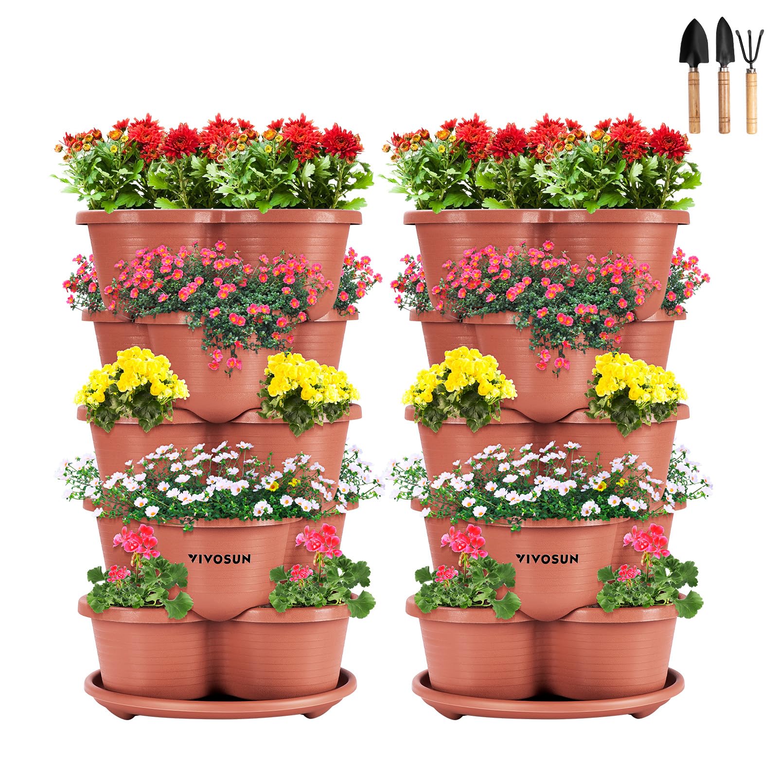 VIVOSUN 2-Pack 5 Tier Vertical Gardening Stackable Planter for ...