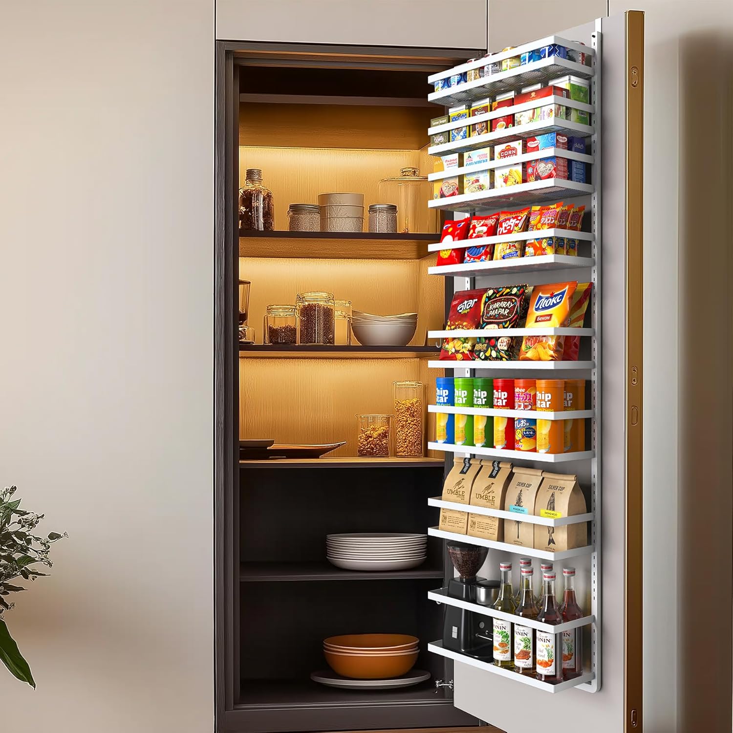 Amazon.com: 8-Tier-Over-the-Door-Pantry-Organizer W/ Adjustable Basket ...
