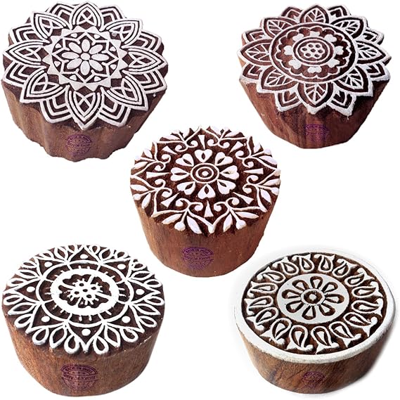 Royal Kraft Designer Motif Floral and Mandala Wood Stamps for Printing ...