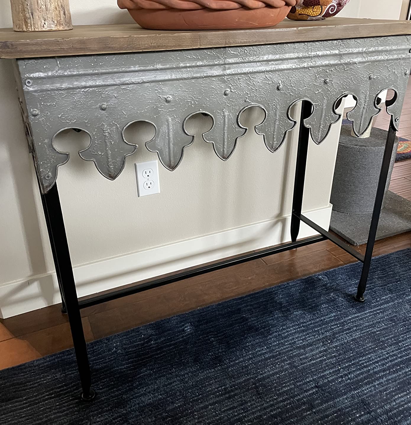 $30/mo - Finance Creative Co-Op Metal Scalloped Edge Table with Wood ...