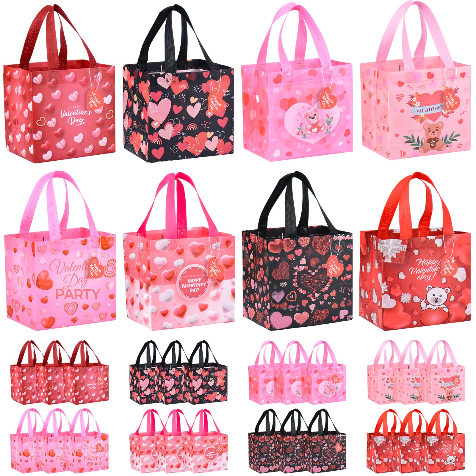 Amazon.com: Valentine Gift Bags,24Pcs Valentines Day Treat Bags ...