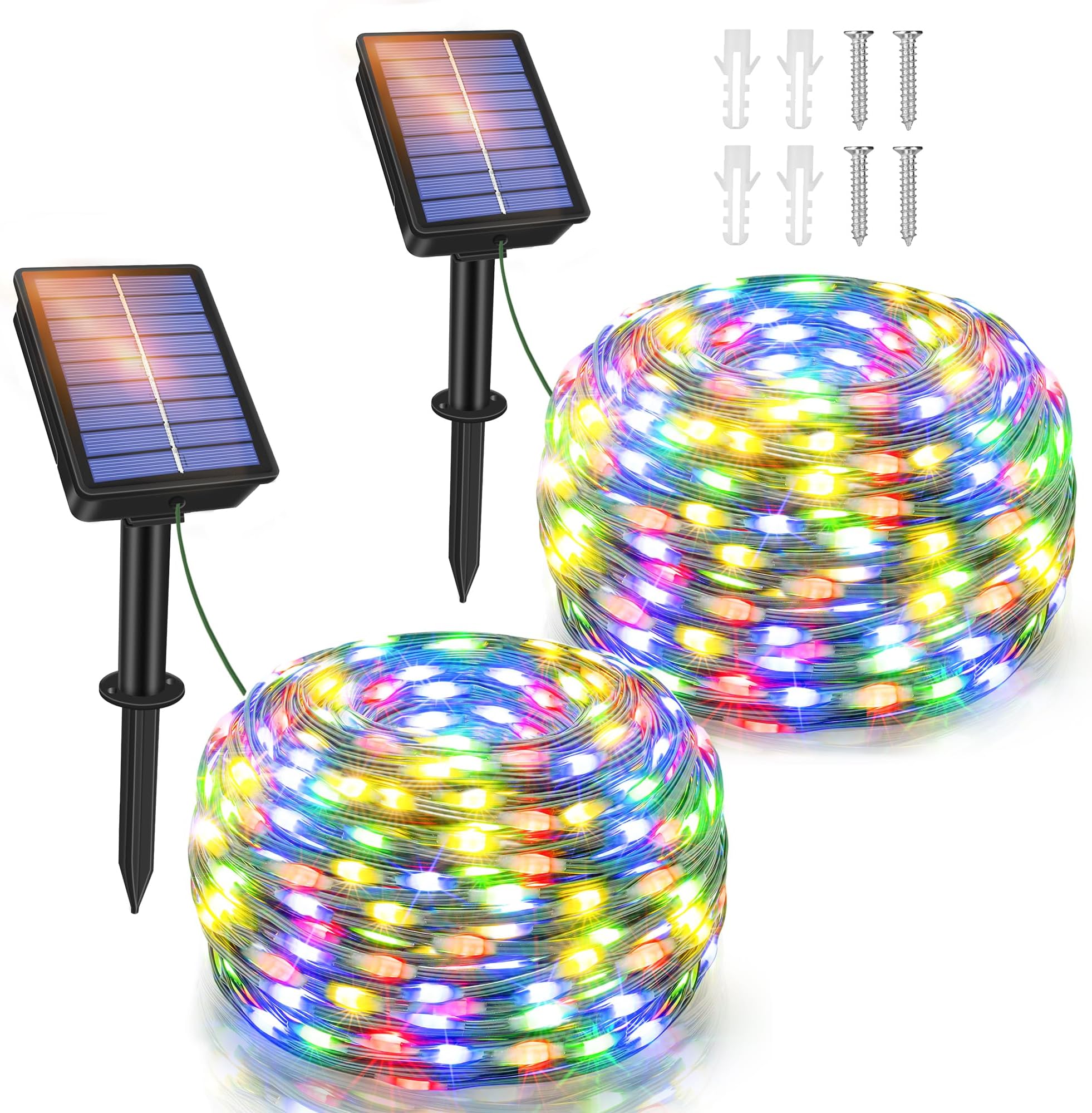 Agvmi 2-Pack Solar Christmas Lights Outdoor Waterproof, 200 LED 72FT ...