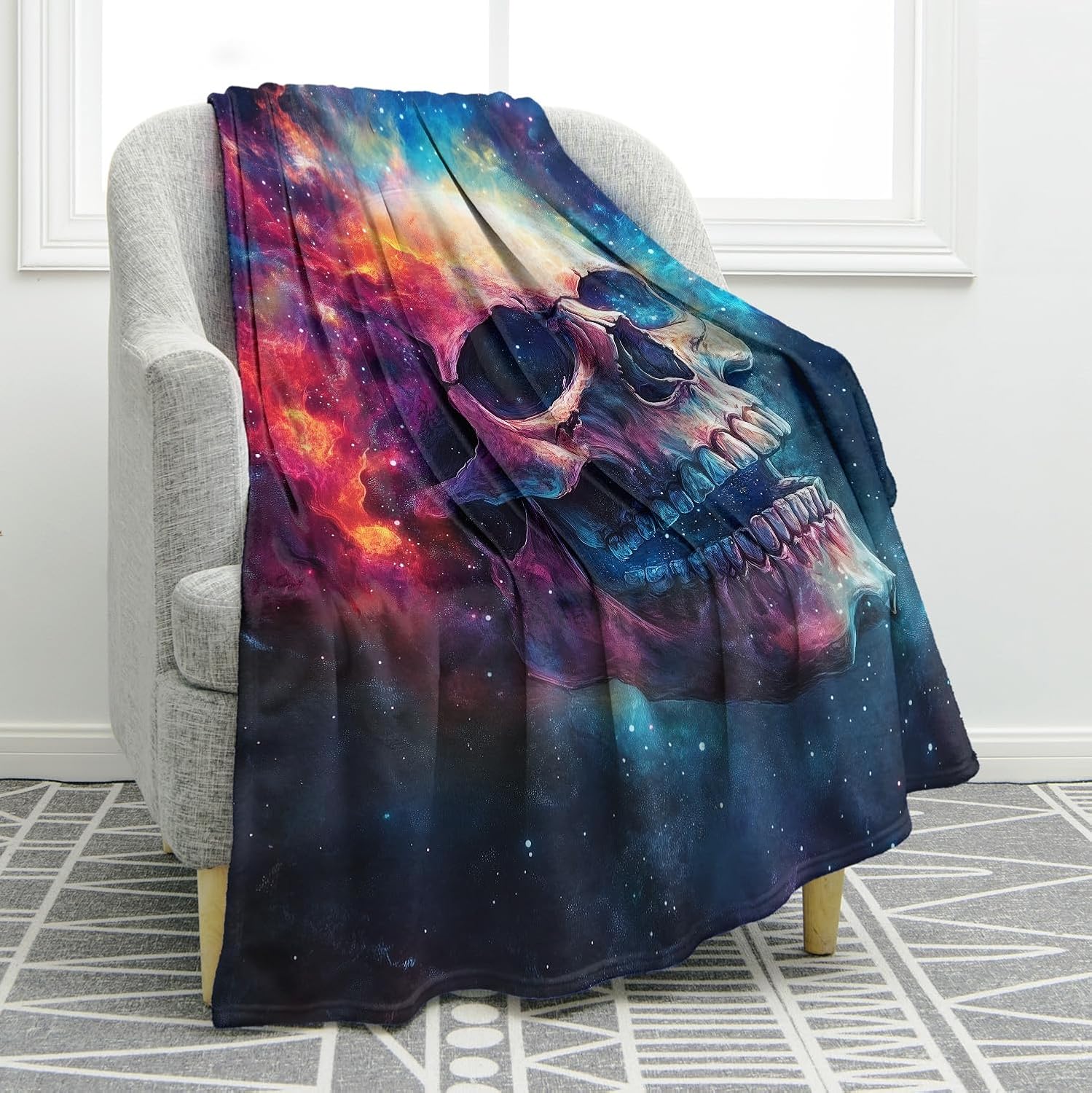 Amazon.com: Jekeno Skull Blanket Gifts for Women Men, Rose Skull Throw ...