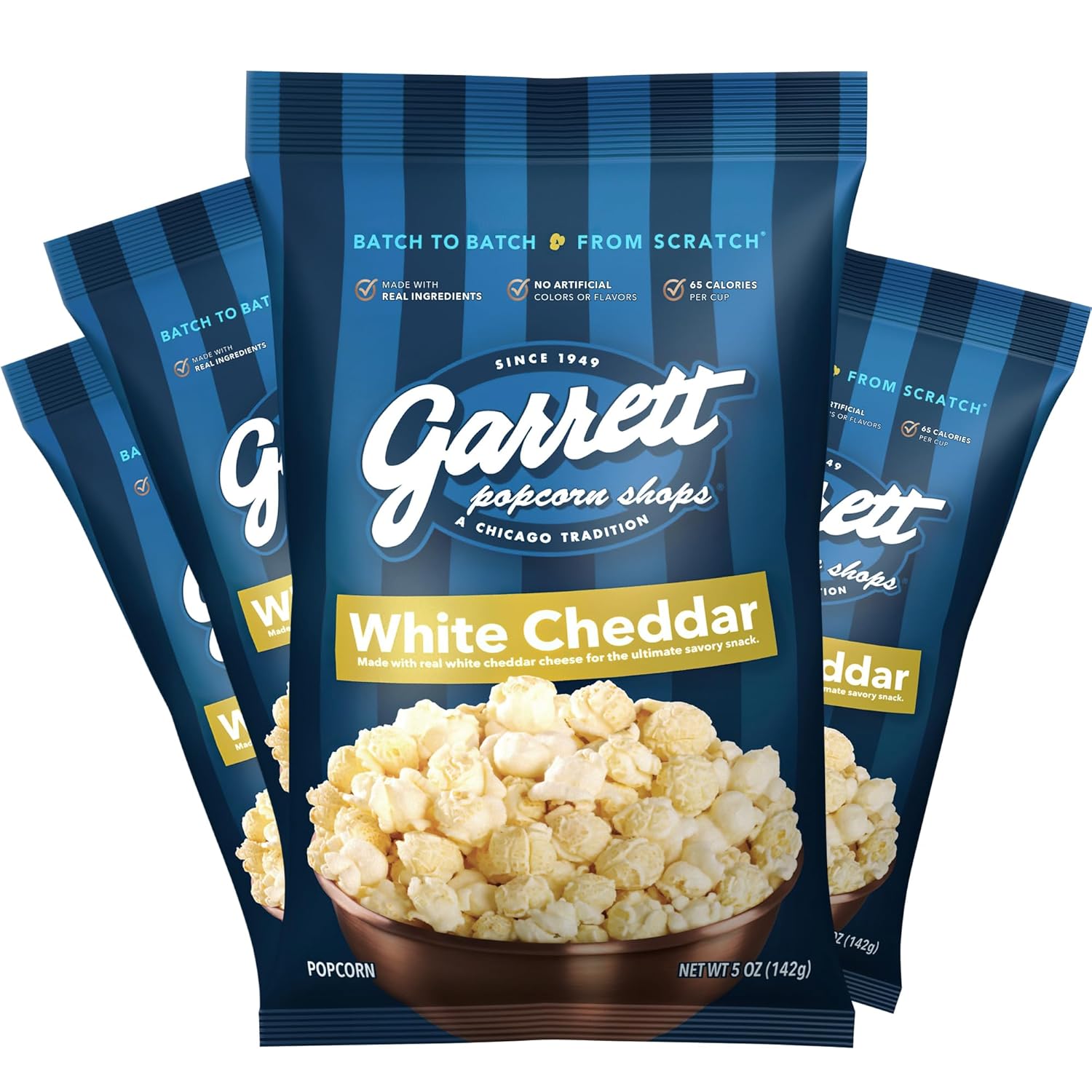 Amazon.com: Garrett Popcorn White Cheddar, 5.0oz, 4 Bags, White Cheddar ...