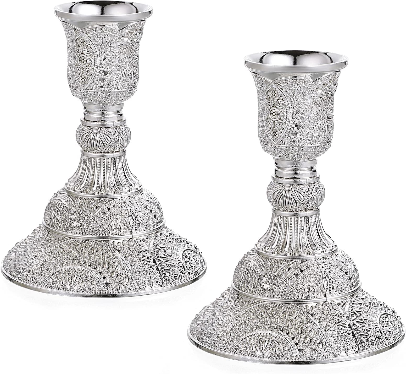 Amazon.com: Shabbat Candlesticks Candle Holders Silver Plated, 2 ...