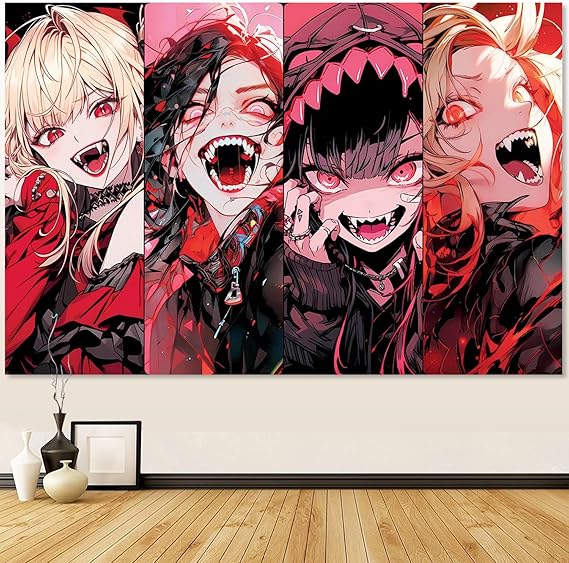 Amazon.com: IIOIIOII Anime Tapestry-Anime Girl Wall Hanging-Vampiric ...