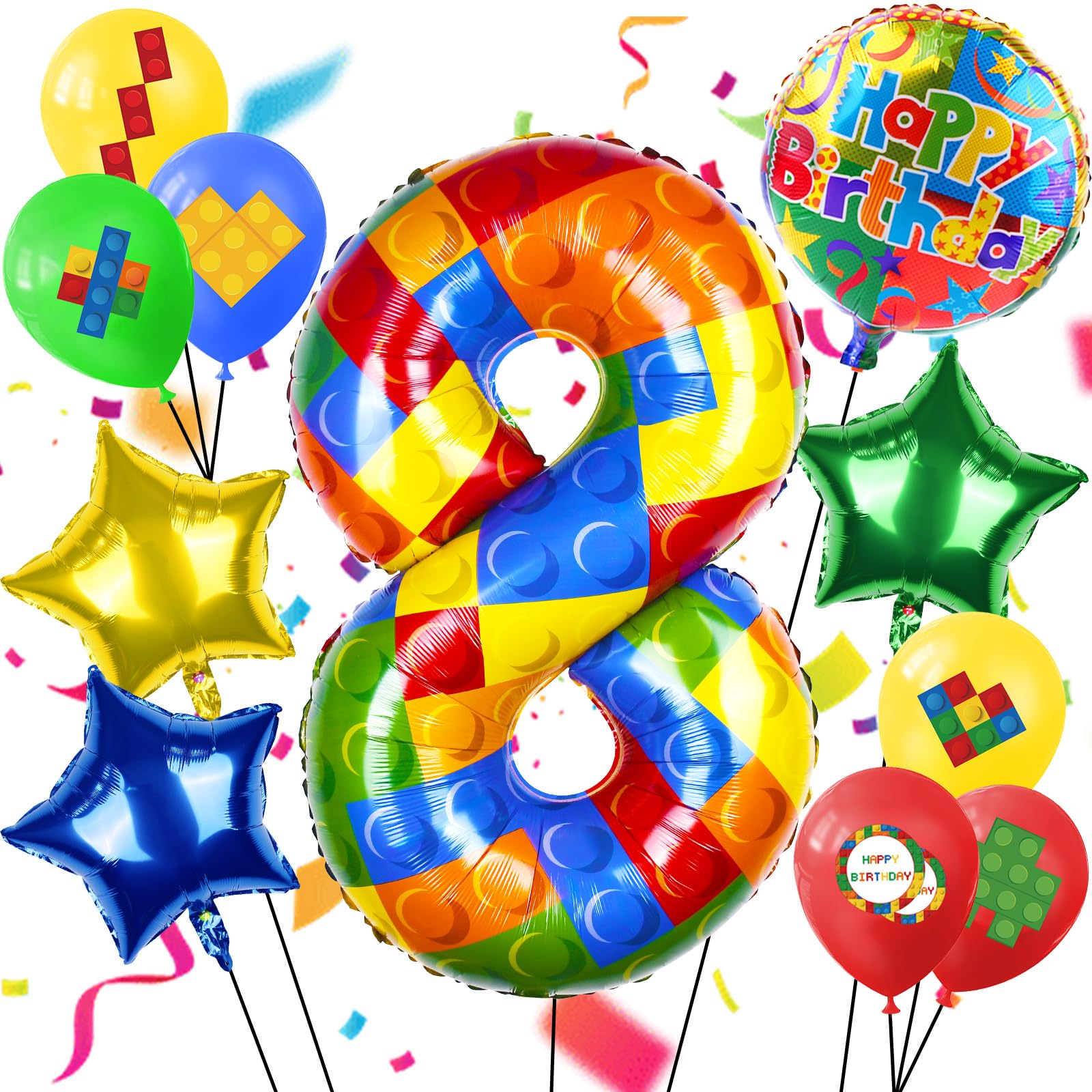 Amazon.com: 40 Inch Building Block Number Balloon, Colorful Number ...
