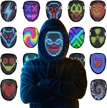 LED Mask Light Up Mask with Gesture Sensing, Cool Face Transforming ...