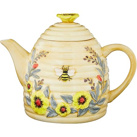 Amazon.com | Bee Sweet 32 oz. 3-D Beehive Teapot Ceramic,Multi Colored ...