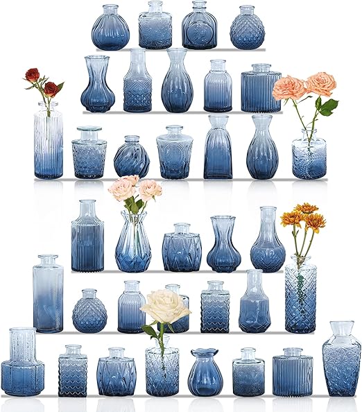 Amazon.com: 36Pcs Bud Vases Set Small Vintage Glass Bottles Bud Vases ...