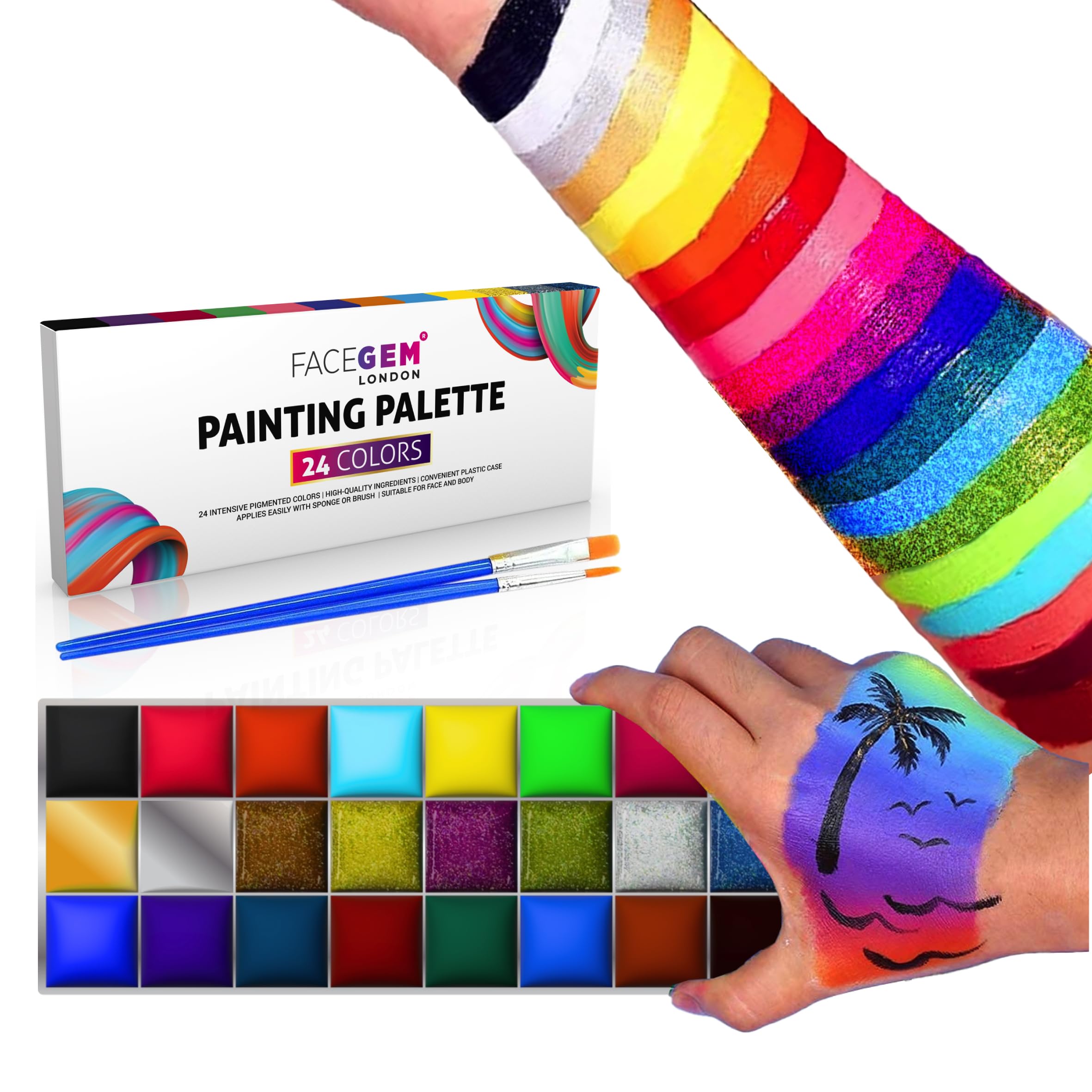 Amazon.com: Face paint, 24 Color Face and Body Paint Palette ...