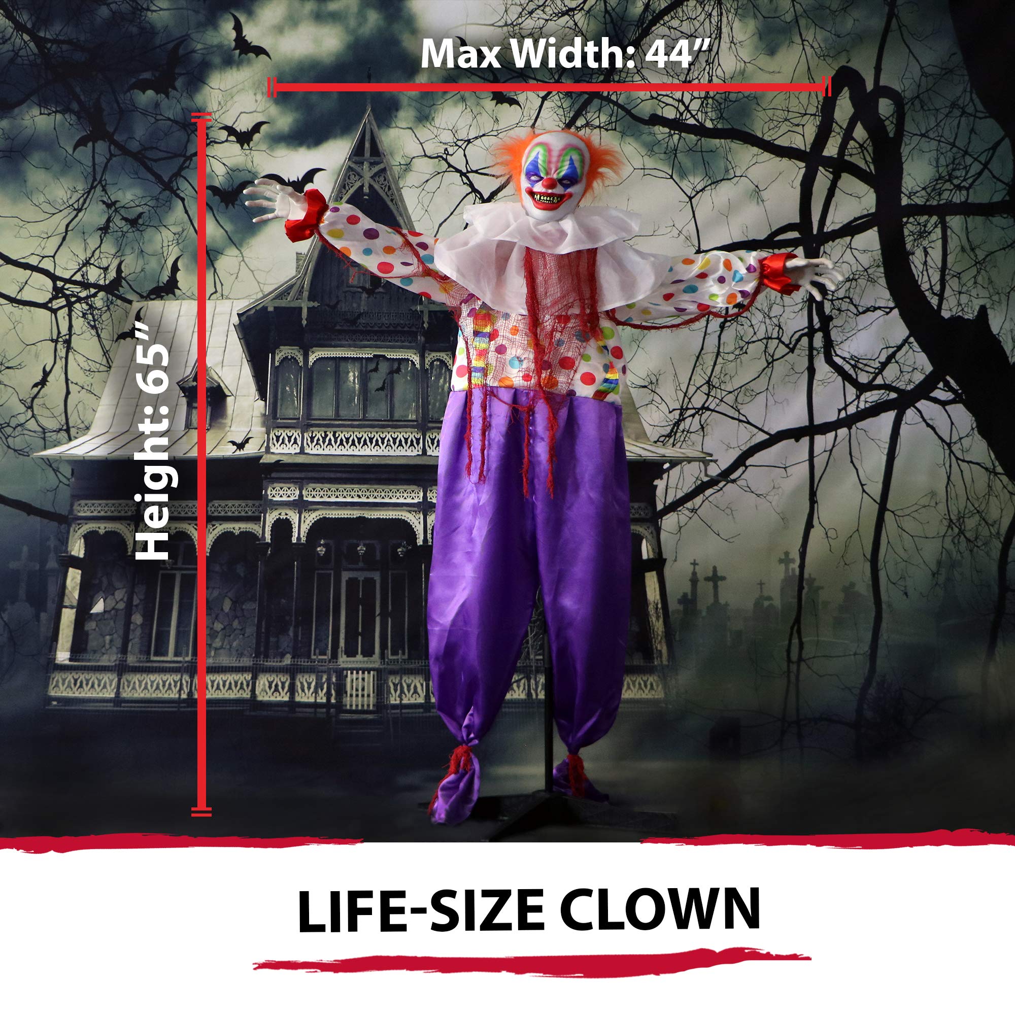 Haunted Hill Farm HHCLOWN-1FLA Life-Size Animated Scary Talking Clown ...