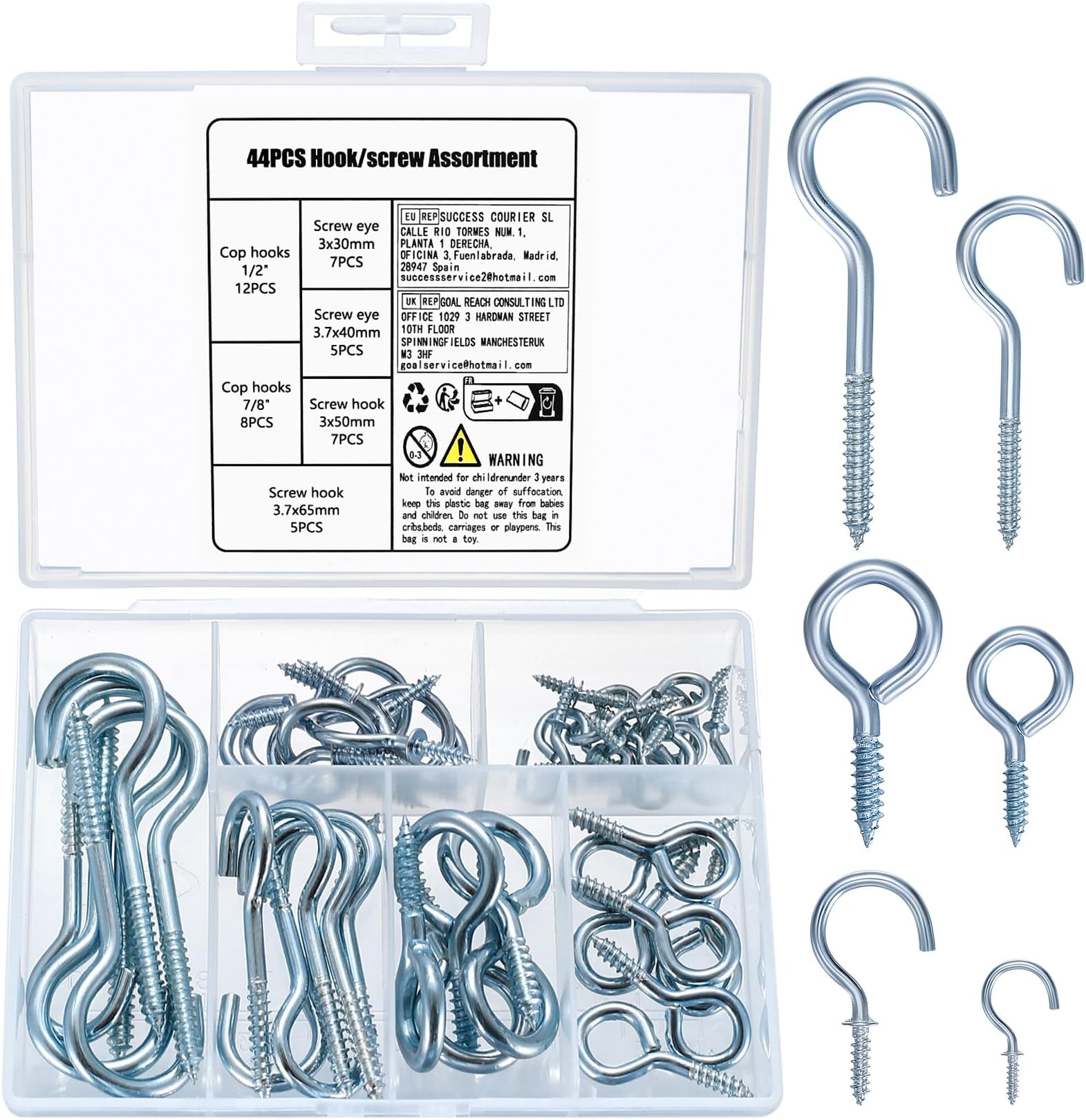 100 Pcs Nickel Plated Metal Ceiling Hooks Screw-in Eye Hooks Cup Hook ...