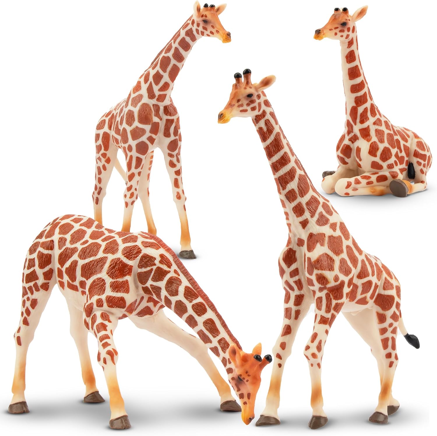 TOYMANY 4PCS Realistic Giraffe Figurines with Giraffe Cub, Plastic ...