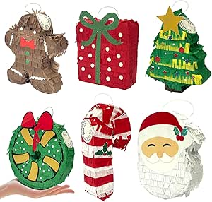 Amazon.com: 6 Pcs Mini Christmas Piñata Gingerbread Man Snowman ...