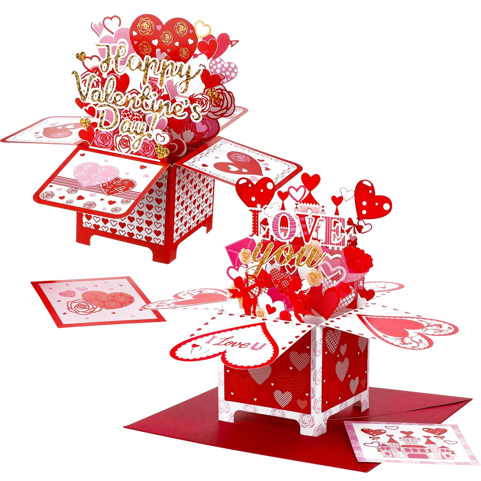 Amazon.com : ReliThick 2 Pcs Pop up Valentines Day Card with Envelopes ...
