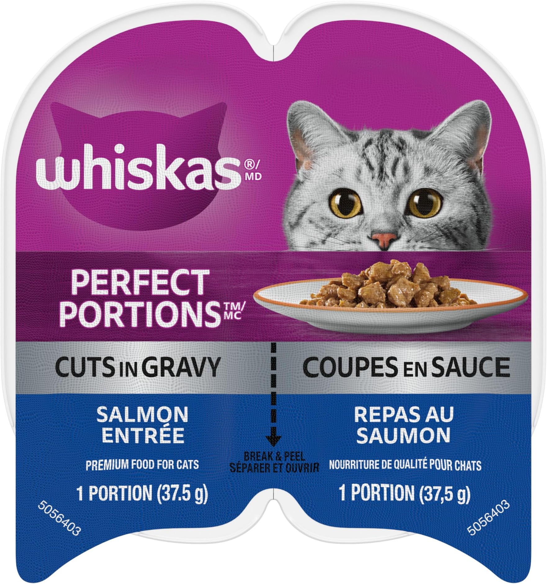 whiskas Perfect Portions Wet Cat Food, Cuts in Gravy, Salmon, 75 gram ...