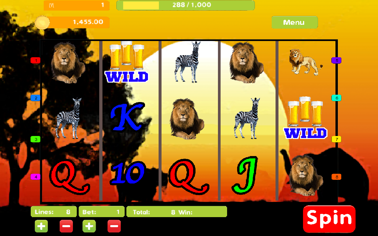 Sunset Africa Lion King Lucky Progressive Jackpot Casino Poker Slot ...