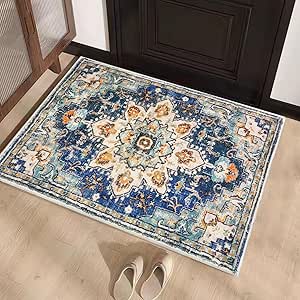 Amazon.com: Boho Entryway 2x3 Blue Rugs Indoor - Washable Area Rug ...