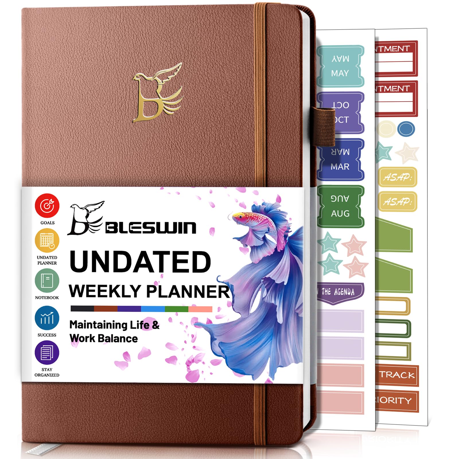BLESWIN Undated Weekly Planner Diary, A5 Planner (5.7'' X 8.5'') Non ...