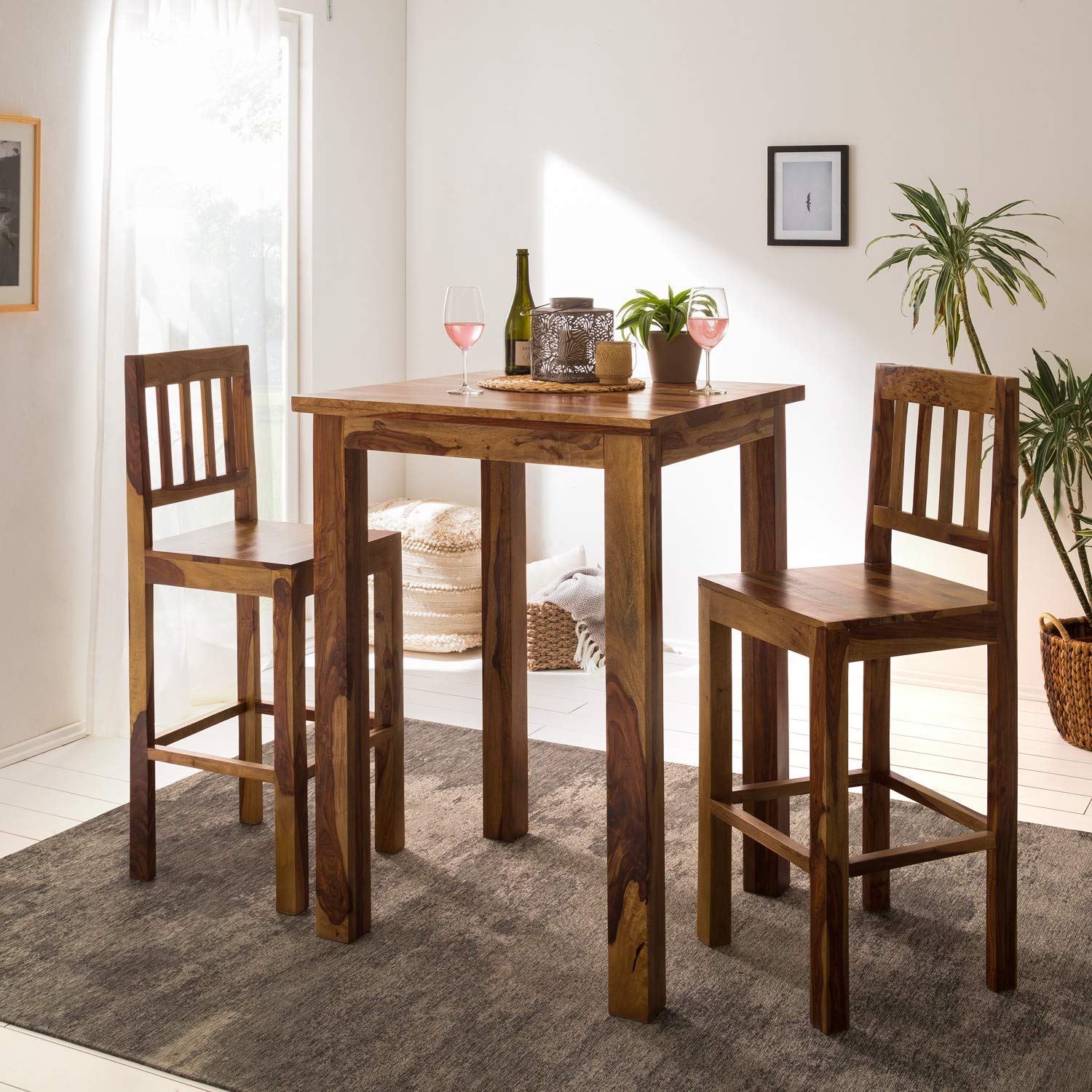 Manglam Furniture Solid Sheesham Wood Bar Dining Table 2 Seater Set manglam-furniture-solid-sheesham-wood-bar-dining-table-2-seater-set