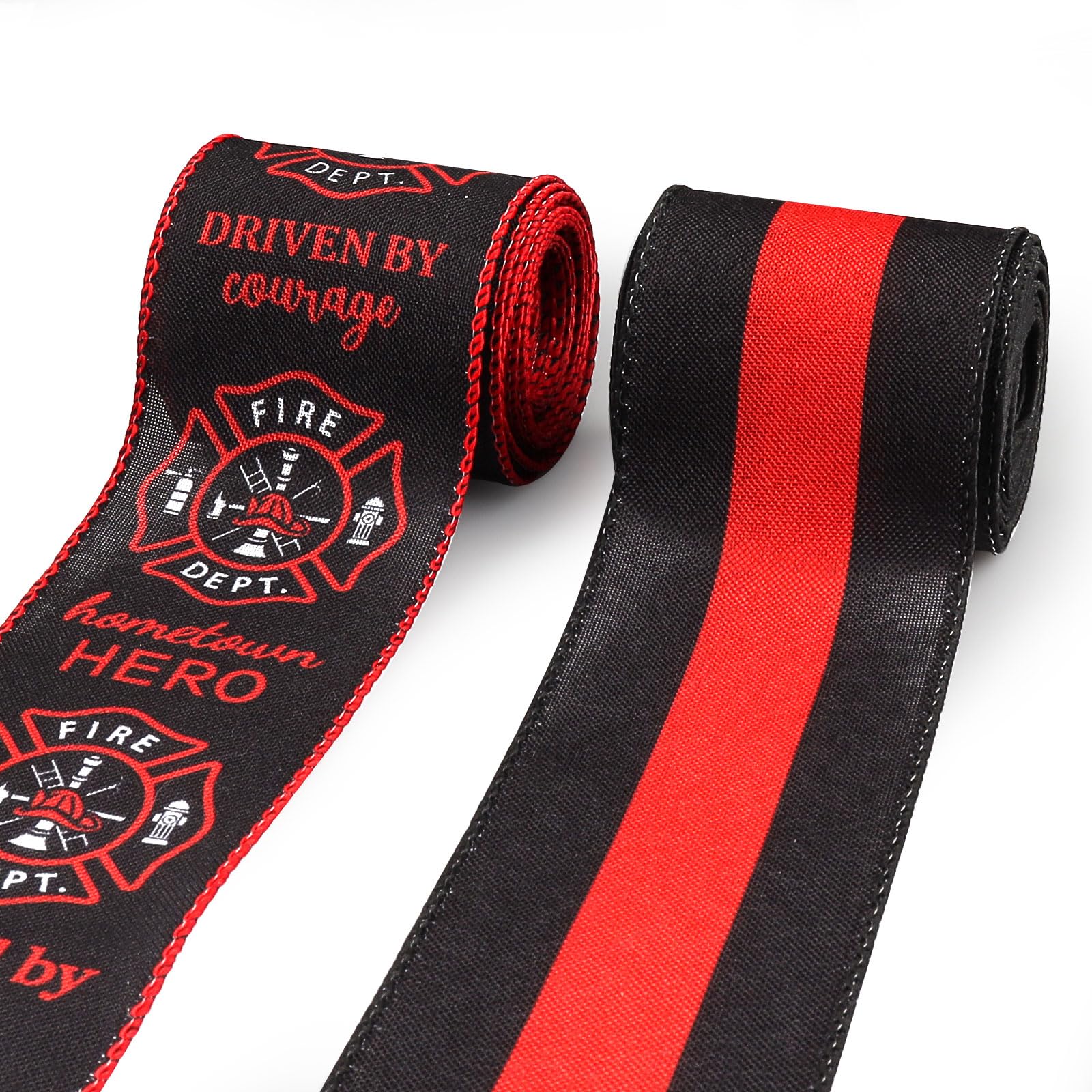 Amazon.com: Habbiful 2 Rolls Fireman Wired Ribbon for Crafts Patriotic ...