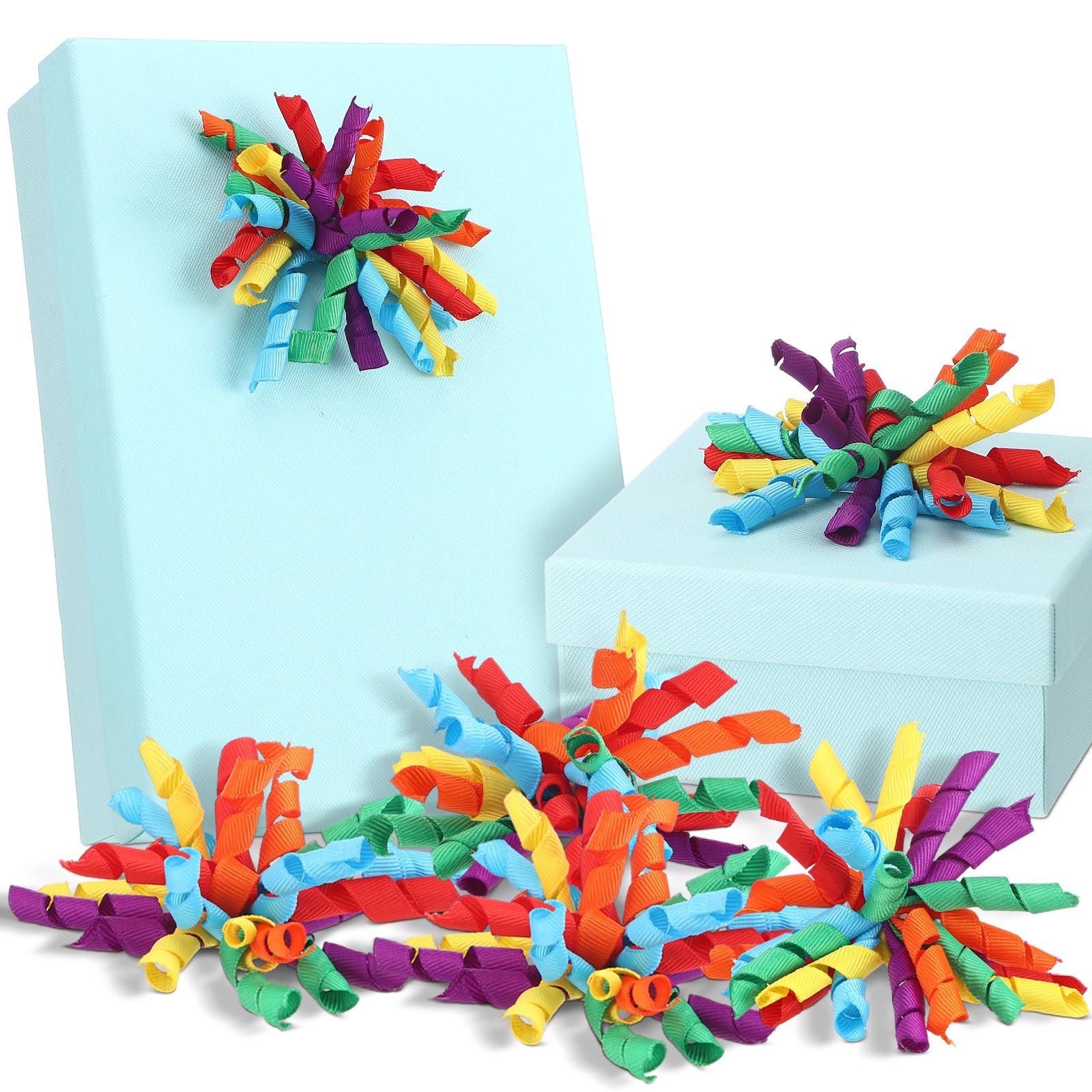 Amazon.com: Wavwavw 12 Pcs Rainbow Curly Bows Colorful Ribbon Bows Self ...