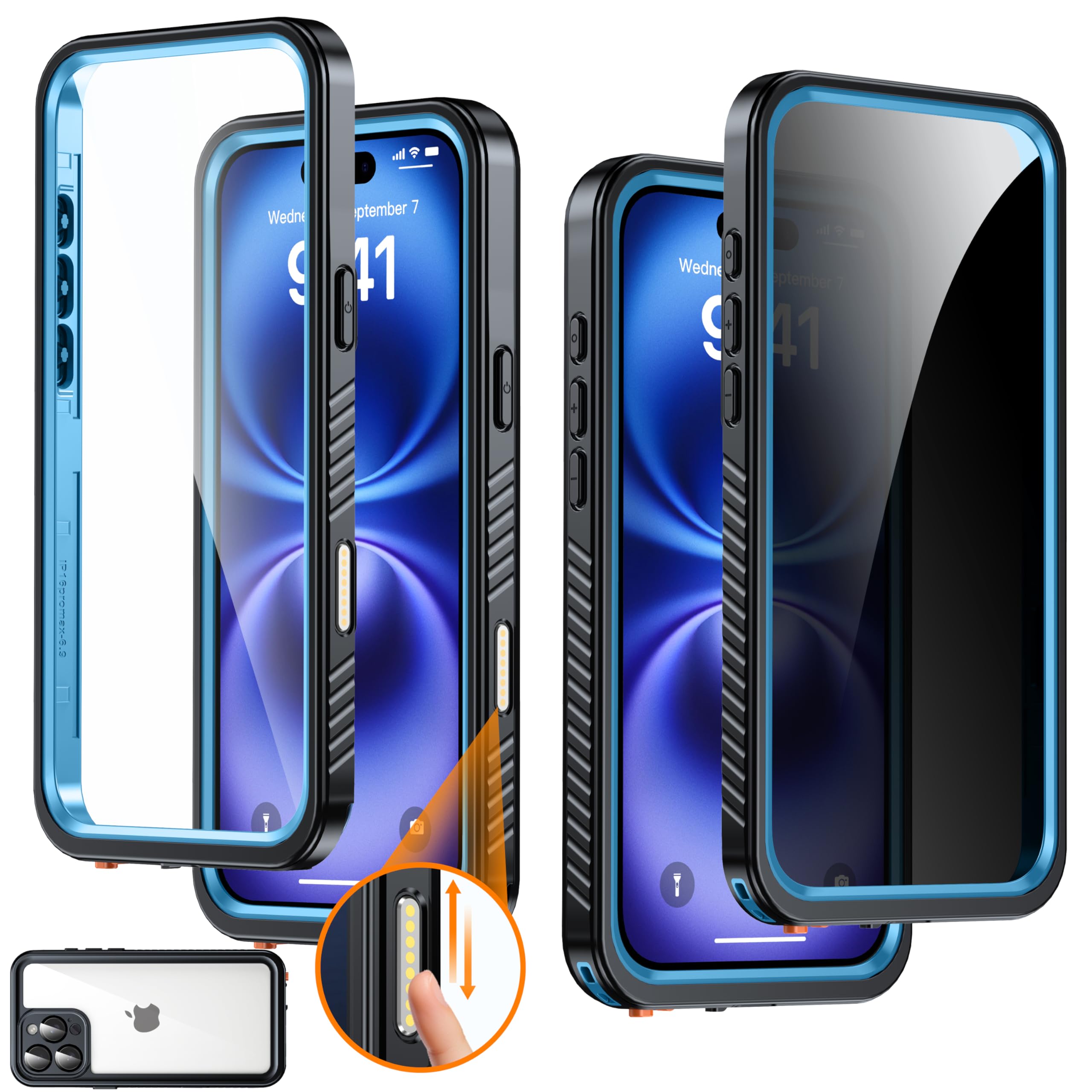 Amazon.com: AMILIFECASES for iPhone 16 Pro Max Case Waterproof, Built-in Privacy Screen & HD ...