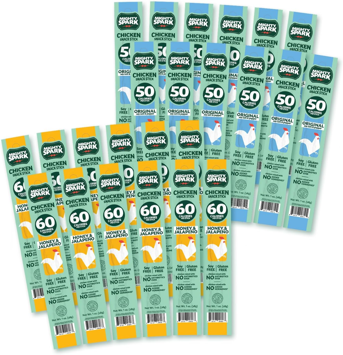 Amazon.com: Mighty Spark Chicken Snack Sticks Variety Pack - Honey ...