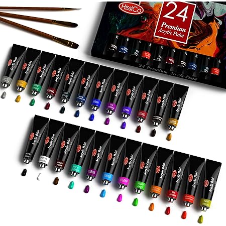 Amazon.com: Acrylic Paint Set 24 Tubes by Zenacolor - Tubes of 0.4 oz ...